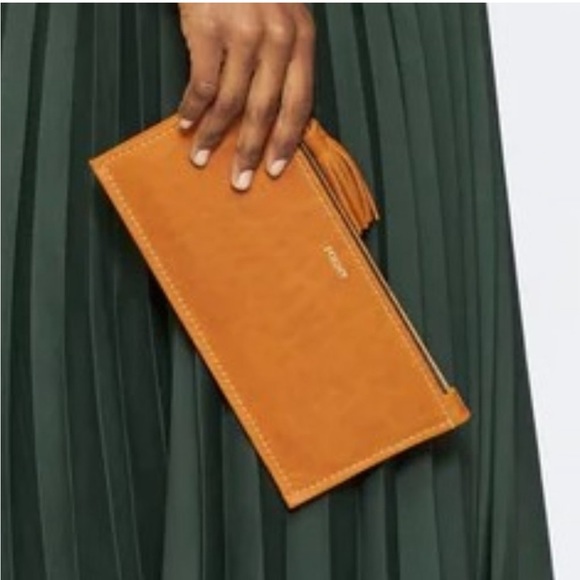 Fount | Bags | Fount Goldenrod Leather Finley Tassel Zip Pull Clutch ...